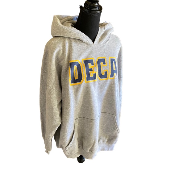 Gildan | Tops | Vintage Deca Hoodie Sweatshirt Xl Heather Grey Block ...